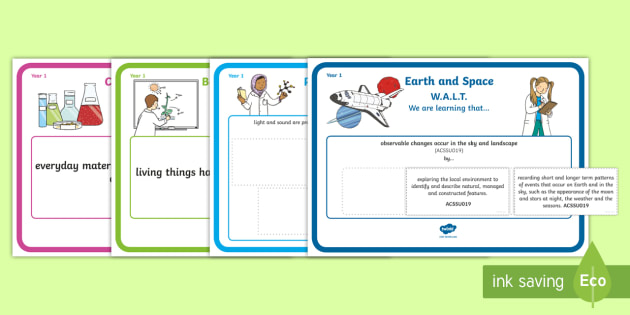 Year 1 Australian Curriculum Science Understandings WALT Display Posters