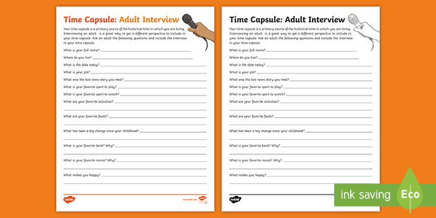Time Capsule: Adult Interview (teacher made)