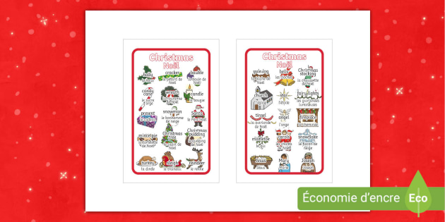 Christmas Words Prompt Frame English/French (teacher made)