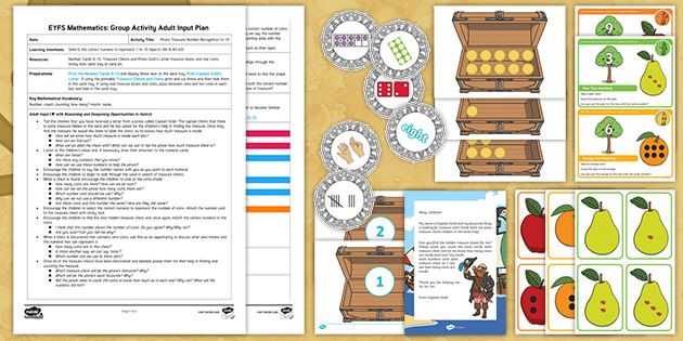 EYFS Pirate Treasure Counting Activity Adult Input Plan and Resource Pack