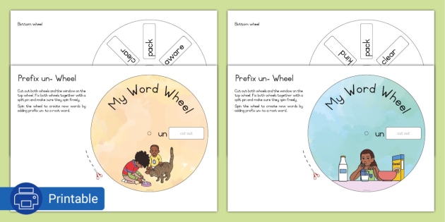 Prefix un- Word Wheel | Prefixes And Suffixes | South Africa