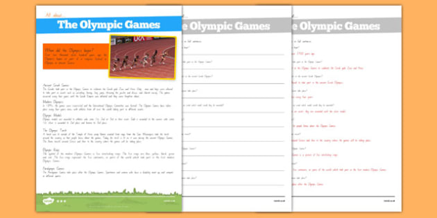 Olympic Games Differentiated Comprehension Pack - nz, new zealand, Olympics
