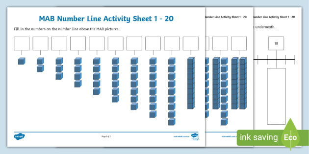 MAB number line Activity Sheet 1 - 20 (Teacher-Made)