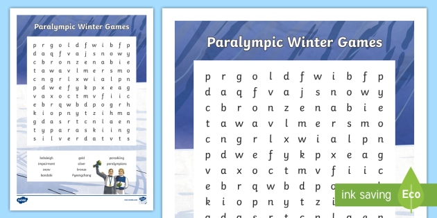KS2 Paralympic Winter Games Word Search