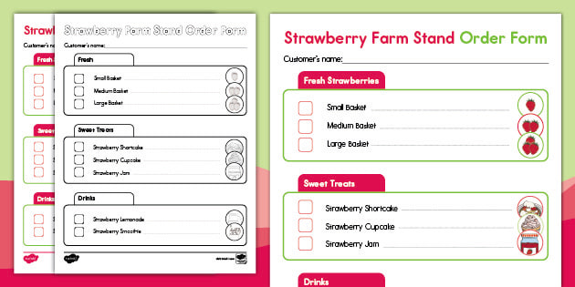 Strawberry Farm Stand Dramatic Play Order Form