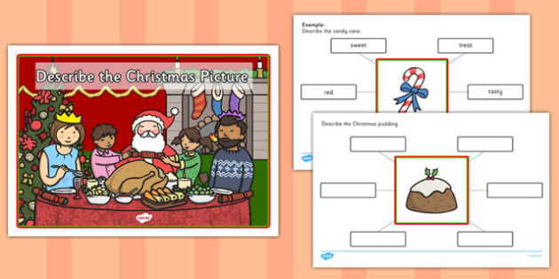 Describe the Picture Christmas Writing Frame (teacher made)