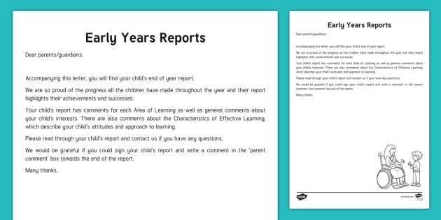 EYFS Editable Report Letter (teacher made)