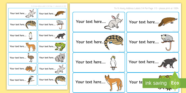 * NEW * Australian Animals Student Labels