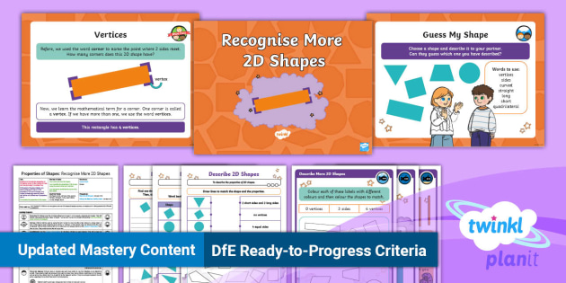 Y2 Identify Describe Properties 2D shapes Planit Maths Lesson 1
