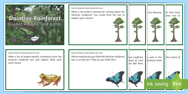 Daintree Rainforest Guided Reading Task Cards (teacher made)