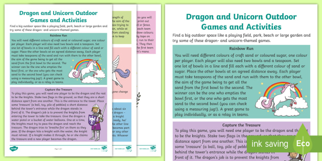 * NEW * Dragon and Unicorn Games and Outdoor Activities - party
