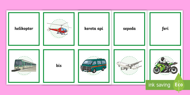 Transport Matching Cards Indonesian (teacher made)