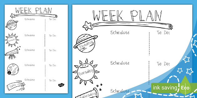 Space-Themed Weekly Planner Bullet Journal Page