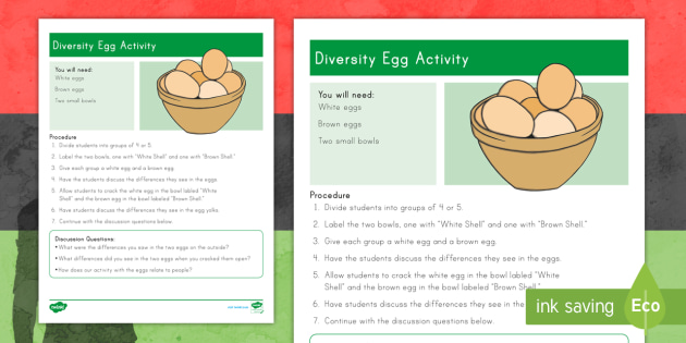 Diversity Eggs Activity (teacher made)