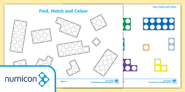 Numicon Shapes | Find, Match and Colour Worksheet