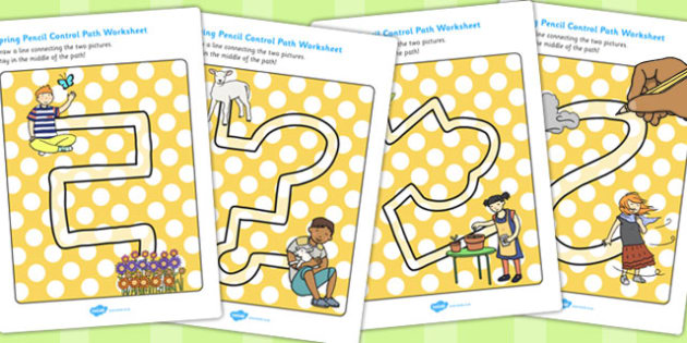 Spring Pencil Control Path Worksheets (teacher made)