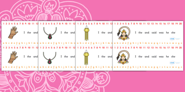 FREE! - Diwali Alphabet Strips and Number Lines