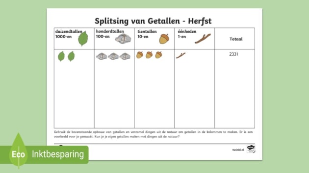 Splitsing van Getallen - Herfst (teacher made)
