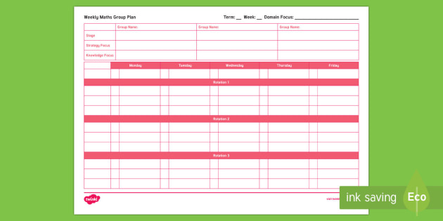 Three Maths Groups Weekly Plan (teacher made)