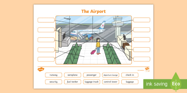 Airport Worksheet - Cut and Paste Labelling Worksheet