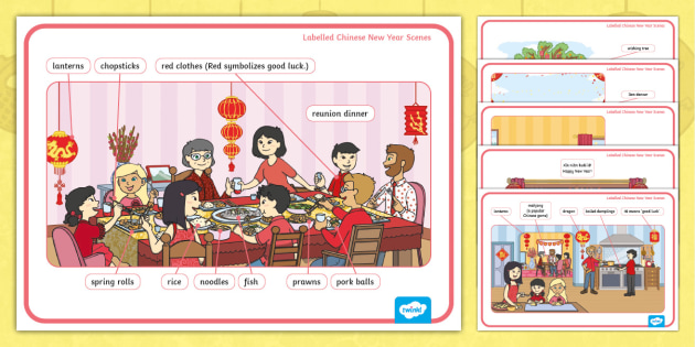 Dragons in the City Labelled Chinese New Year Scenes