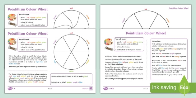 Pointillism Colour Wheel Art Activity Template