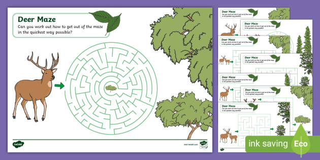 FREE! - Deer Maze Activity Worksheets (teacher made)