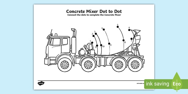 FREE! - Dot to Dot Concrete Mixer Activity - Worksheet - Twinkl