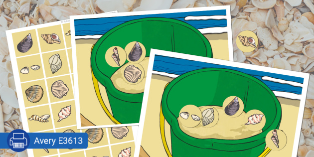 * NEW * Seaside Counting - Seashell Bucket - Sticker Activity