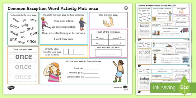 Year 1 Common Exception Word Activity Mat Pack 9