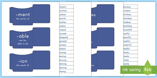 Suffix Pockets Activity