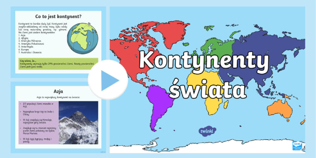 Kontynenty | Prezentacja o kontynentach świata | PowerPoint