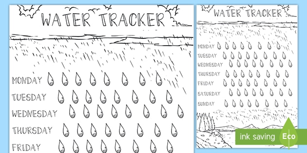 Nature-Themed Water Tracker Bullet Journal Page