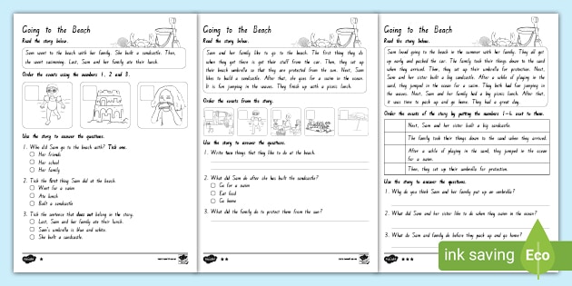 Going to the Beach Differentiated Sequencing and Comprehension