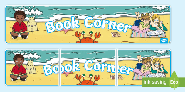 Seaside-Themed Book Corner Display Banner (teacher made)