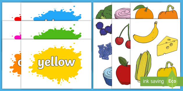 Foods of Many Colours Sorting Activity - Matching, red, blue