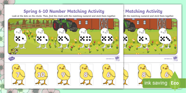 Spring 6-10 Number Matching Activity (teacher made)
