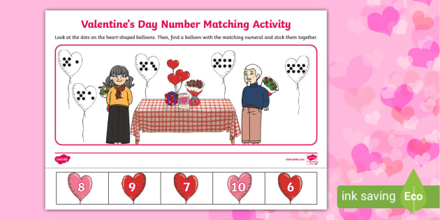 👉 Valentine's Day 6-10 Number Matching Activity