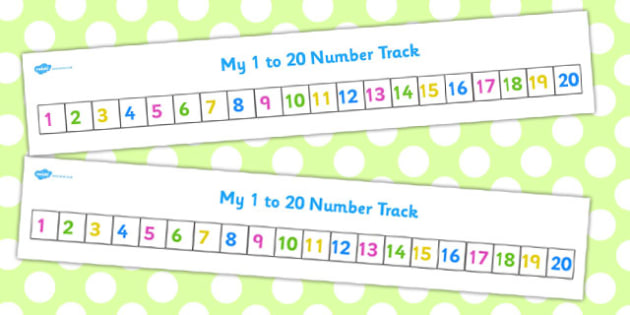 Numbers 1-20 Number Trackk - education, home school, free, maths