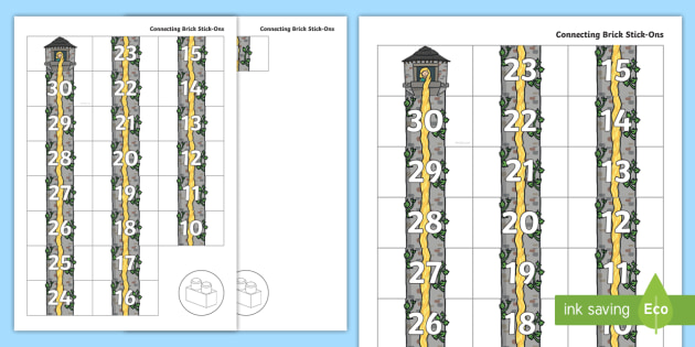 Number Tower to 30 Connecting Bricks Game (teacher made)