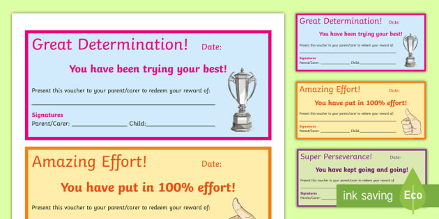 Good Effort Reward Voucher Cut-Outs (teacher made)