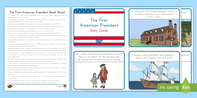 The First American President Read-Aloud and Story Sequencing Cards