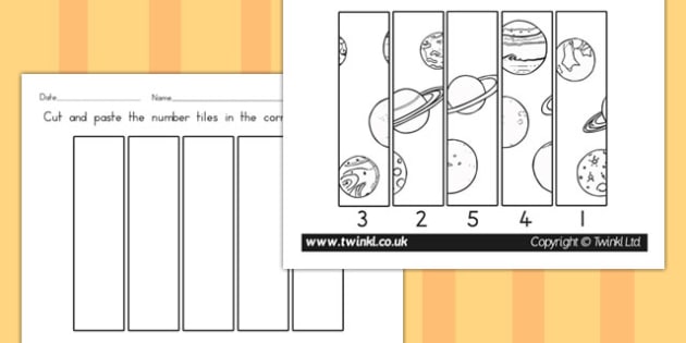 Space Themed Number Sequencing Puzzle (teacher made)