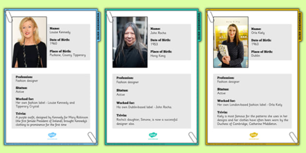 Irish Designers Fact File Display Posters (teacher made)