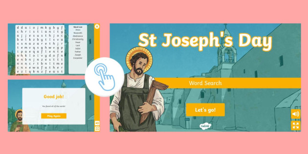 St Joseph's Day Interactive Word Search (teacher made)
