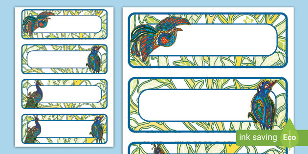 Batik Bird Table Name Tags (teacher made)