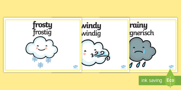 Weather Words Display Posters - English/German - EAL, German, Weather Words