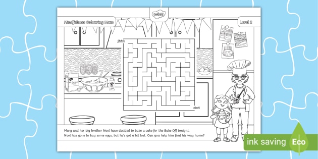 Bake Off Mindfulness Colouring Maze – L2 - Twinkl