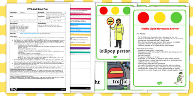 Traffic Light Movement Activity EYFS Adult Input Plan and Resource Pack