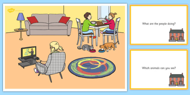 At Home Scene and Question Cards (teacher made)